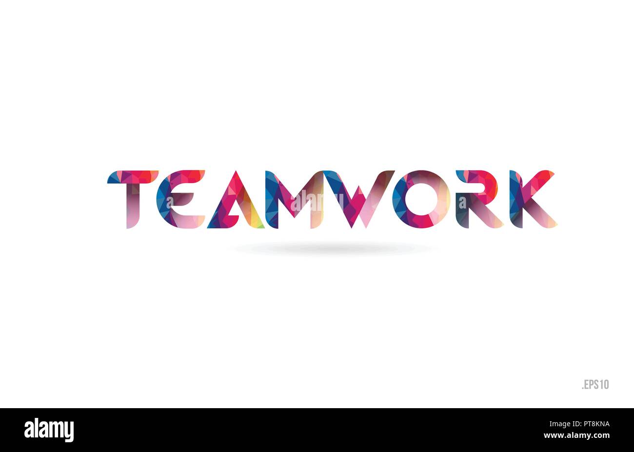 team work colored rainbow word text suitable for card, brochure or ...