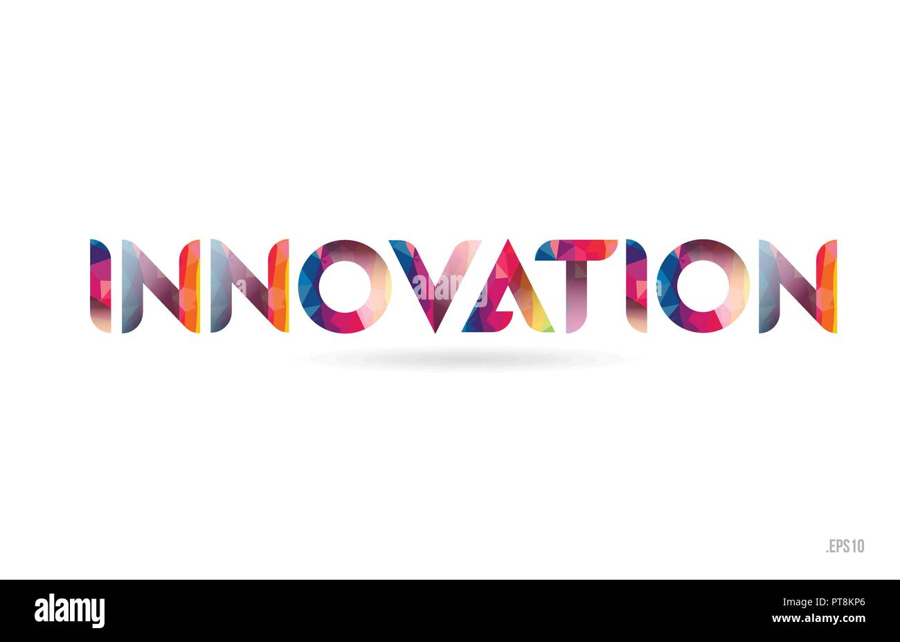 innovation colored rainbow word text suitable for card, brochure or ...