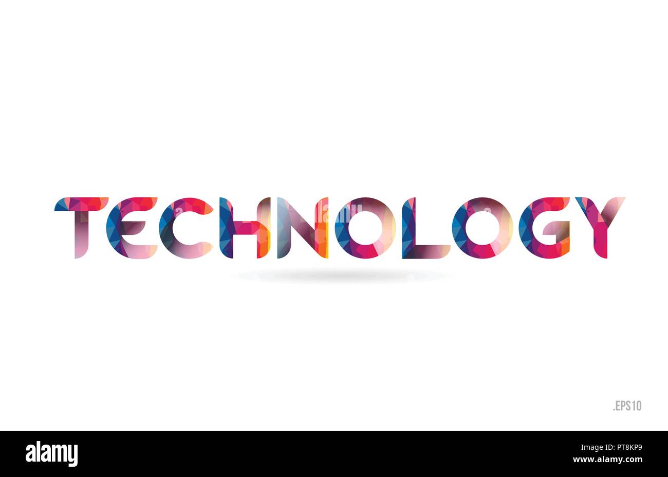 technology colored rainbow word text suitable for card, brochure or ...