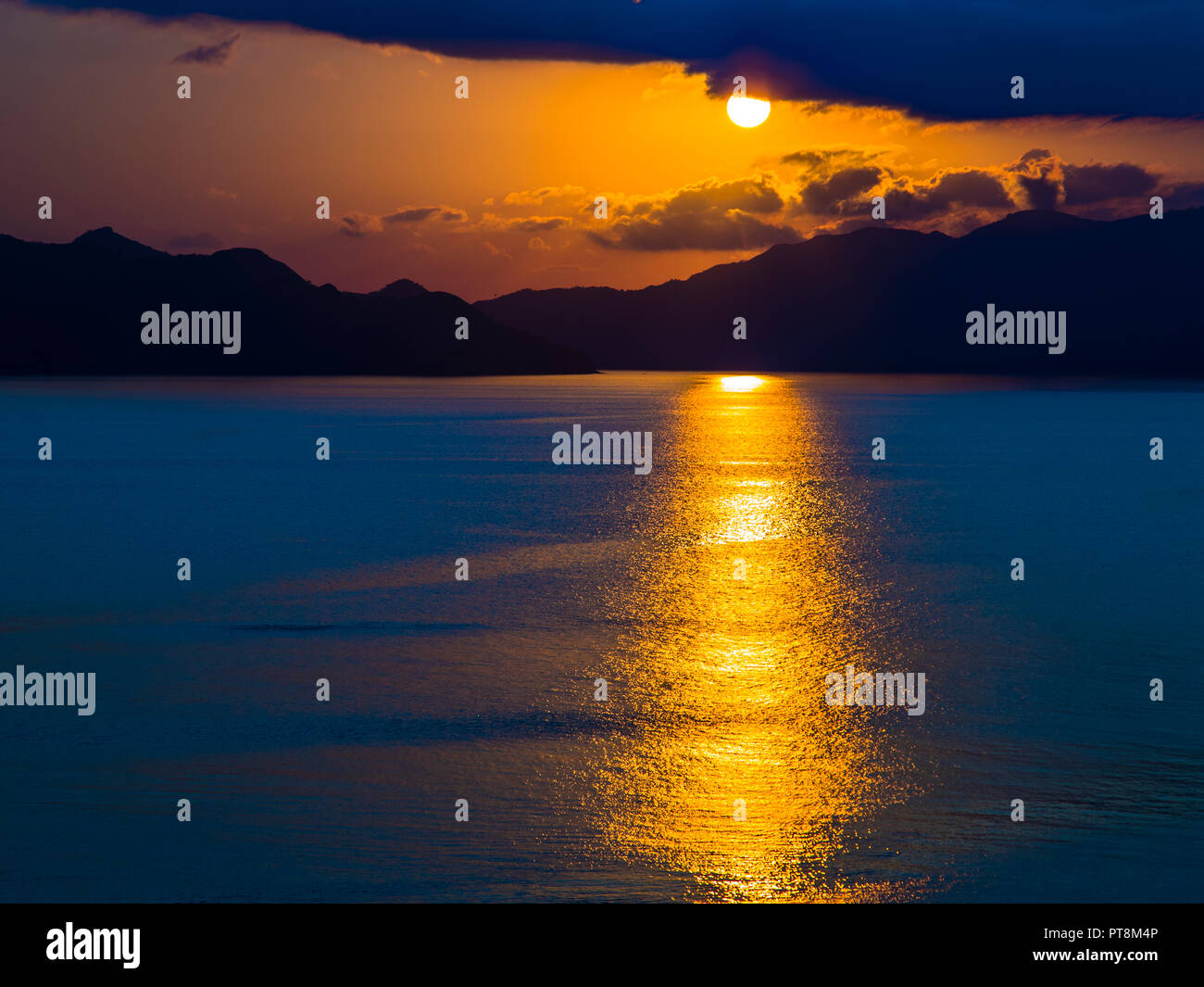 Sunset from the same viewpoint on Komodo Island, Indonesia (sequence of ...
