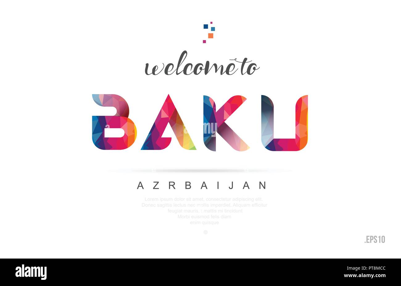 Welcome to baku azerbaijan card and letter design in colorful rainbow ...