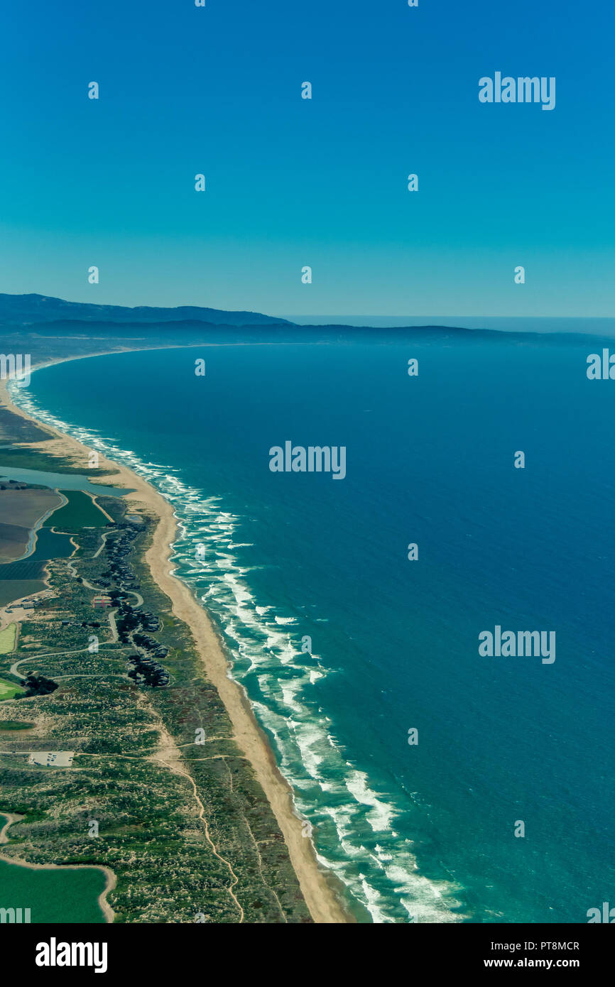 The aerial view of California coast between the cities of Monterey and ...