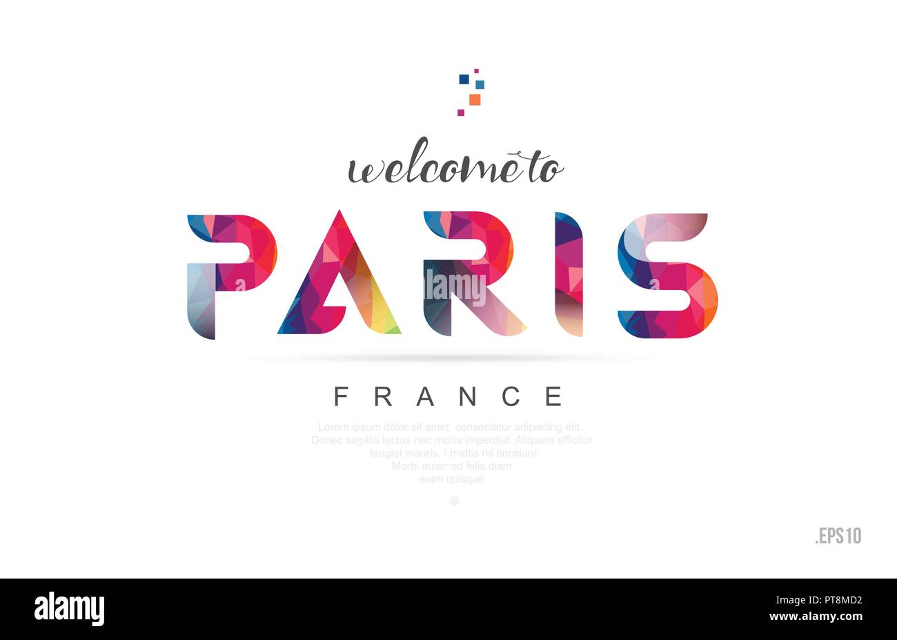 Welcome to paris france card and letter design in colorful rainbow ...