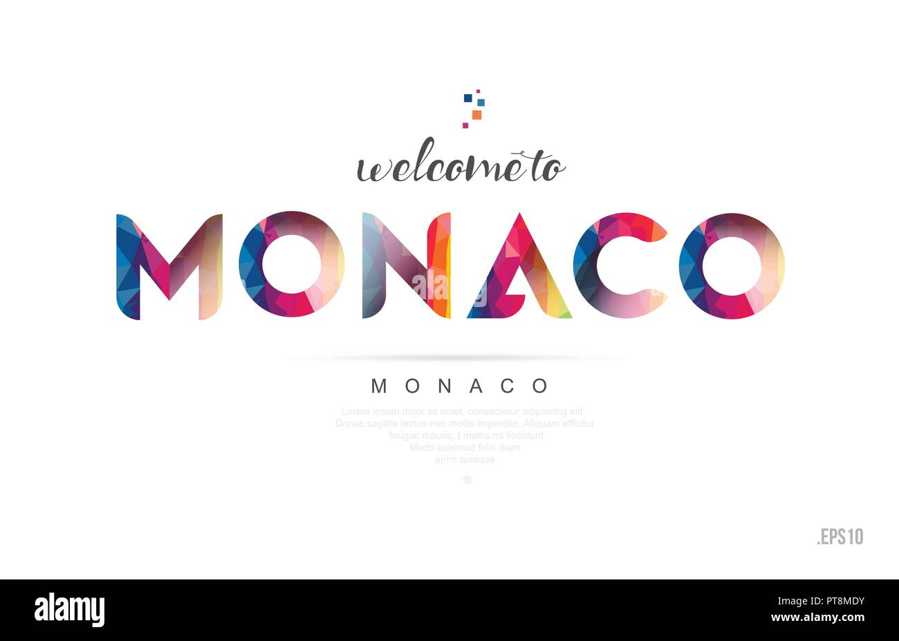 Welcome to monaco monaco card and letter design in colorful rainbow ...
