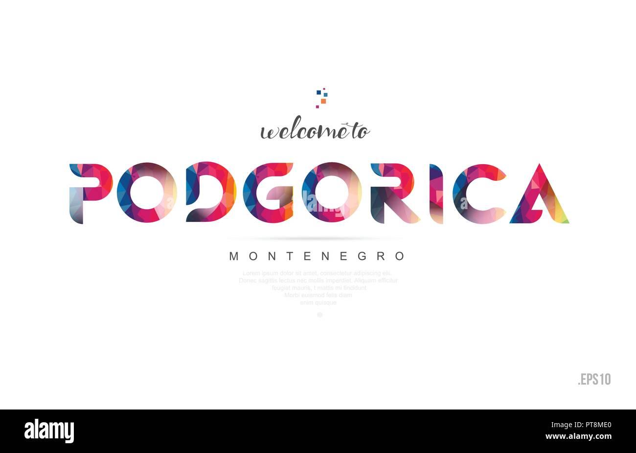 Welcome to podgorica montenegro card and letter design in colorful ...
