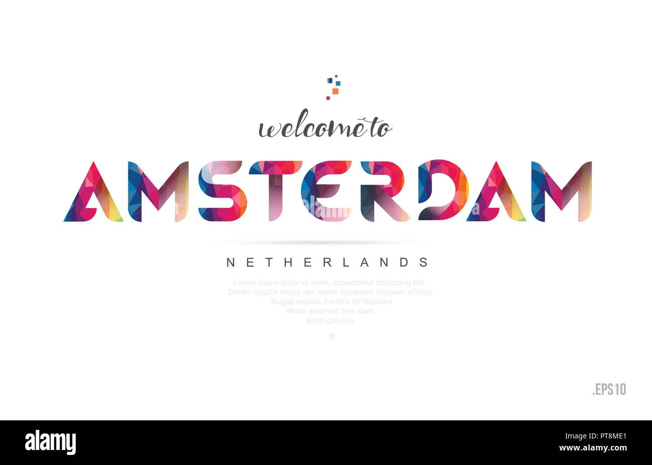 Welcome to amsterdam netherlands card and letter design in colorful ...