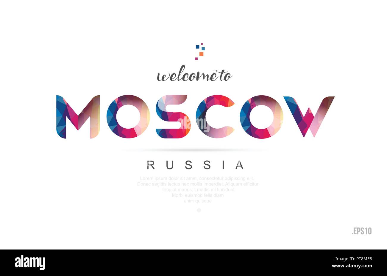 Welcome to moscow russia card and letter design in colorful rainbow ...