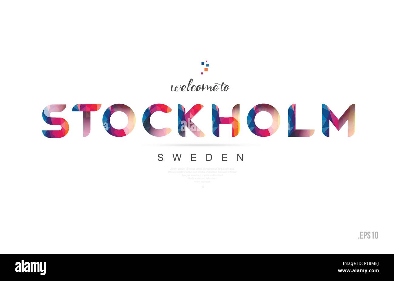 Welcome to stockholm sweden card and letter design in colorful rainbow ...