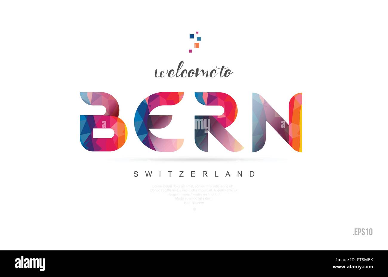 Welcome to bern switzerland card and letter design in colorful rainbow ...