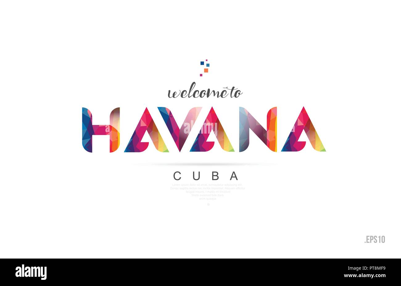 Welcome to havana cuba card and letter design in colorful rainbow color ...