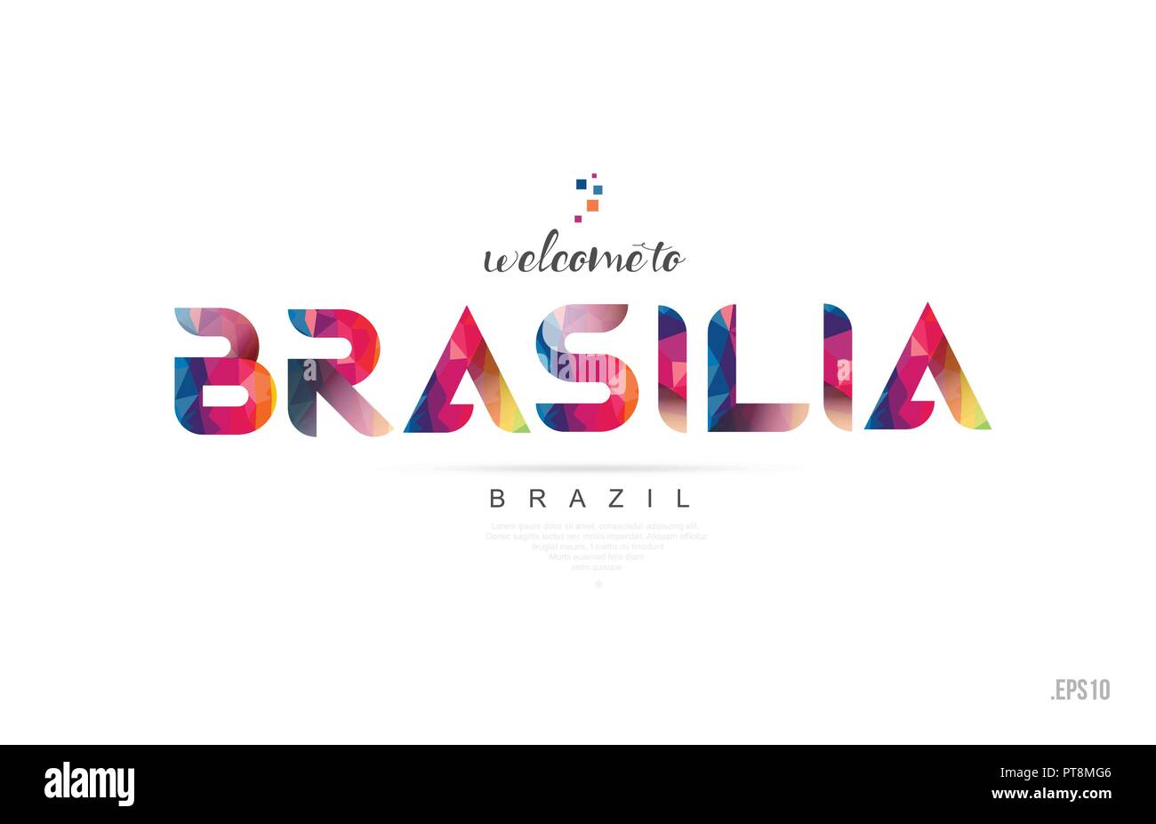 Welcome to brasilia brazil card and letter design in colorful rainbow ...
