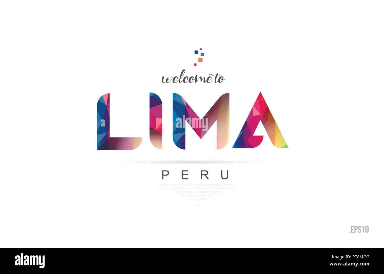 Welcome to lima peru card and letter design in colorful rainbow color ...