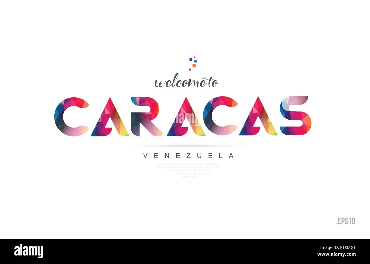 Welcome to caracas venezuela card and letter design in colorful rainbow ...