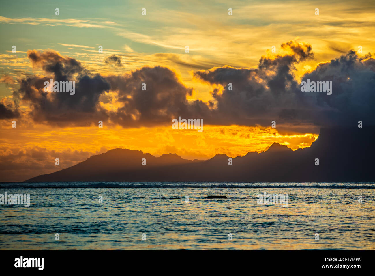 SUNSET FROM TAHITI Stock Photo - Alamy
