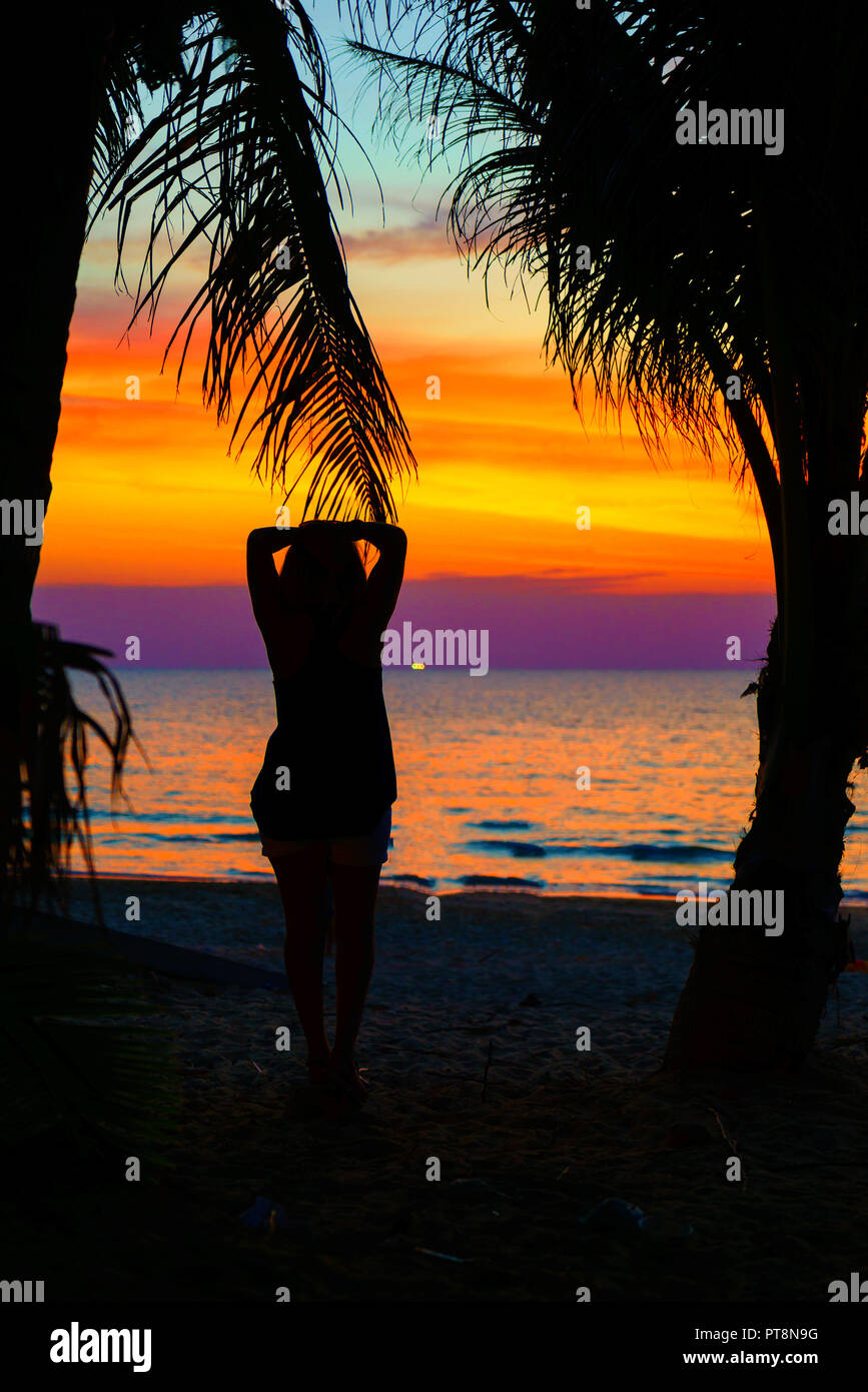 Amazing Sunset at the tropical beach Stock Photo - Alamy