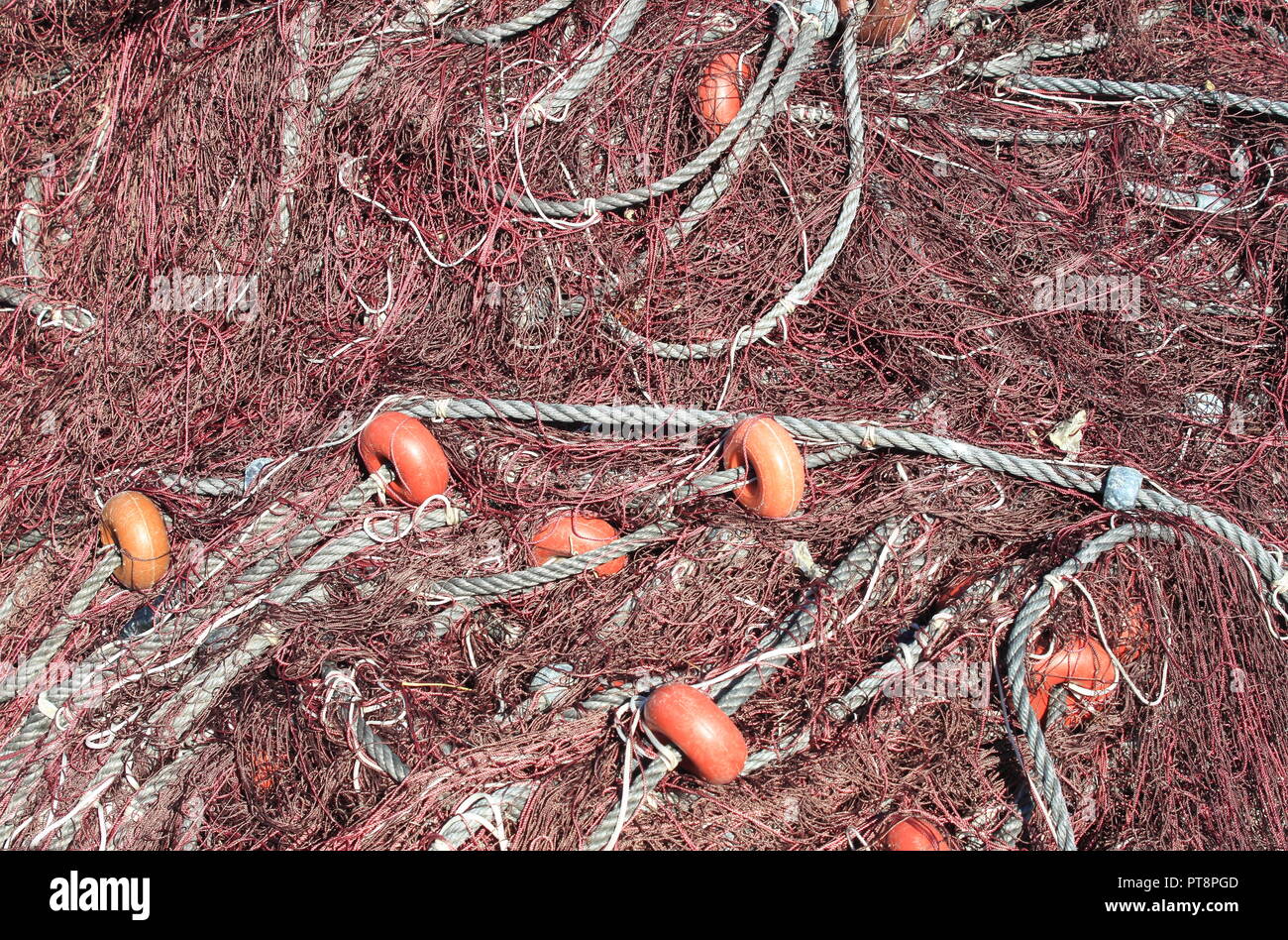Red coloured fishing nets hi-res stock photography and images - Alamy