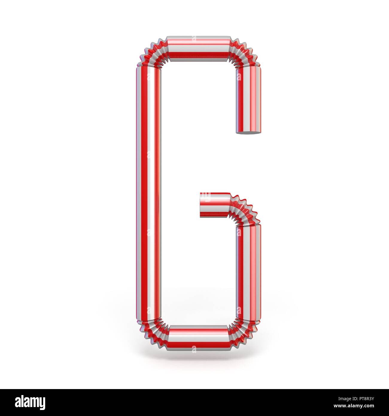 Drinking straw font Letter G 3D render illustration isolated on white ...