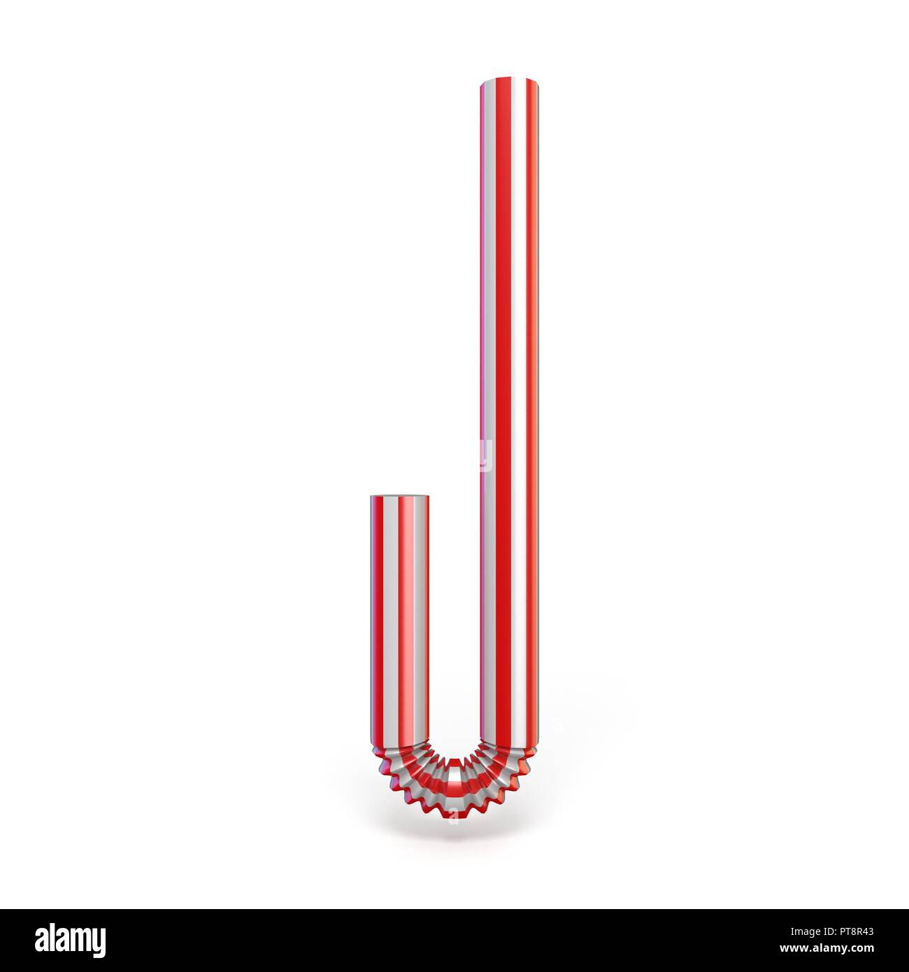 Drinking straw font Letter I 3D render illustration isolated on white ...