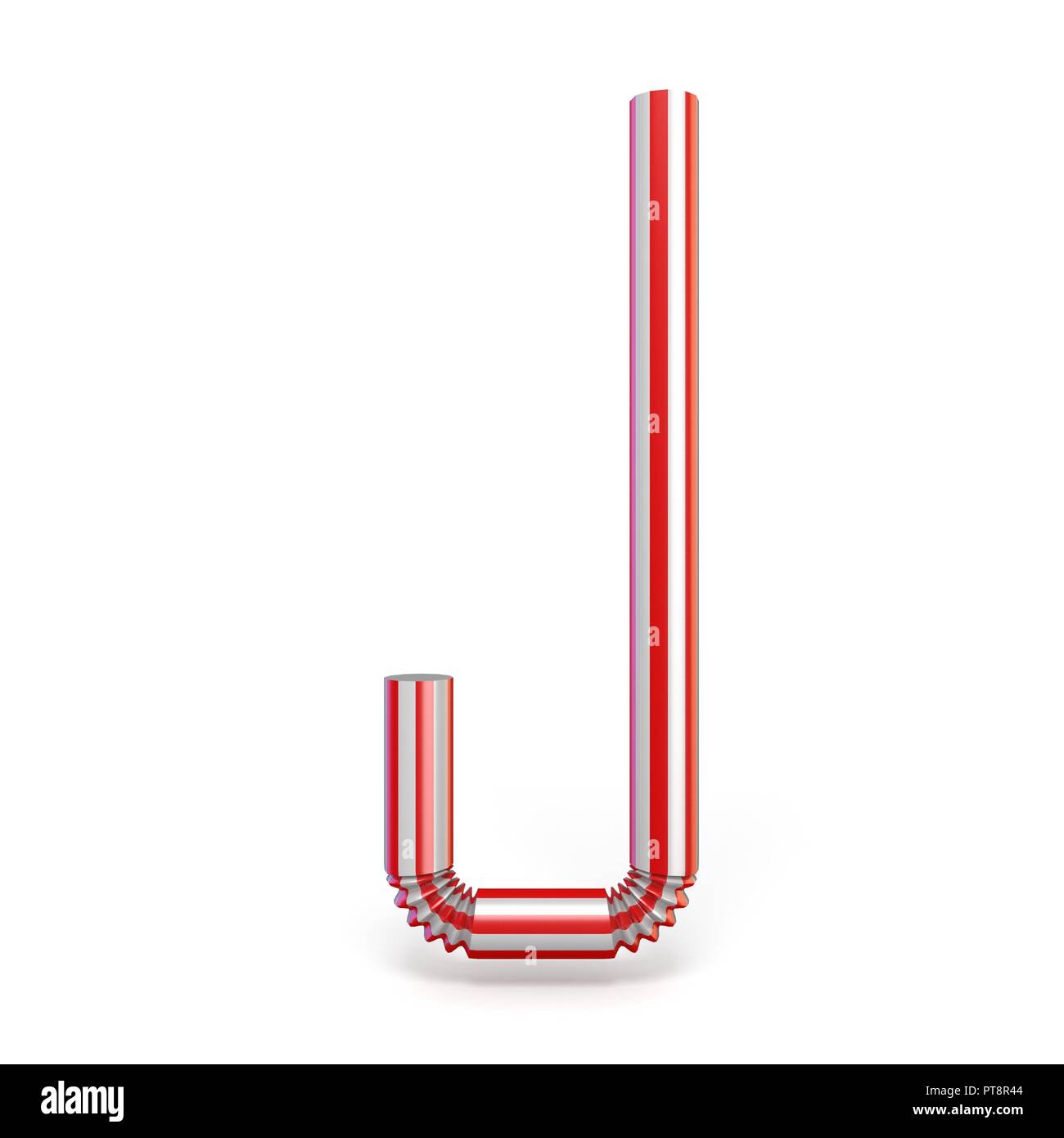 Drinking straw font Letter J 3D render illustration isolated on white ...