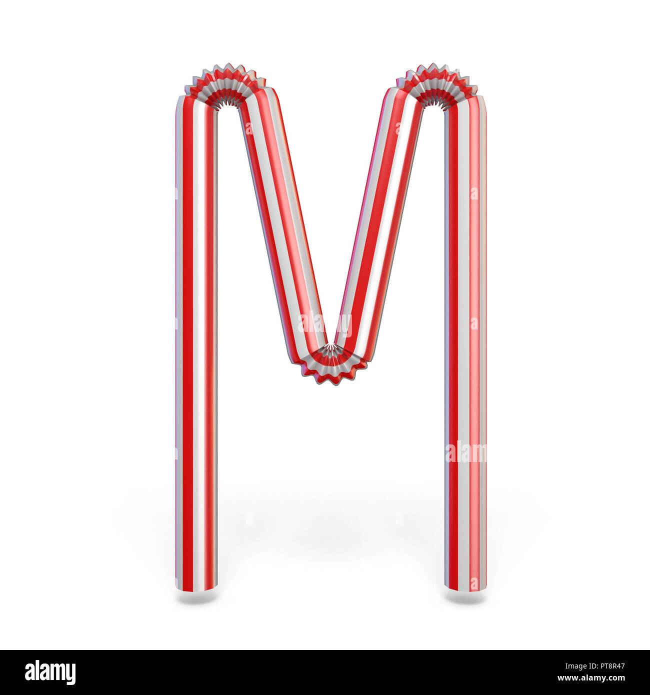 Drinking straw font Letter M 3D render illustration isolated on white ...