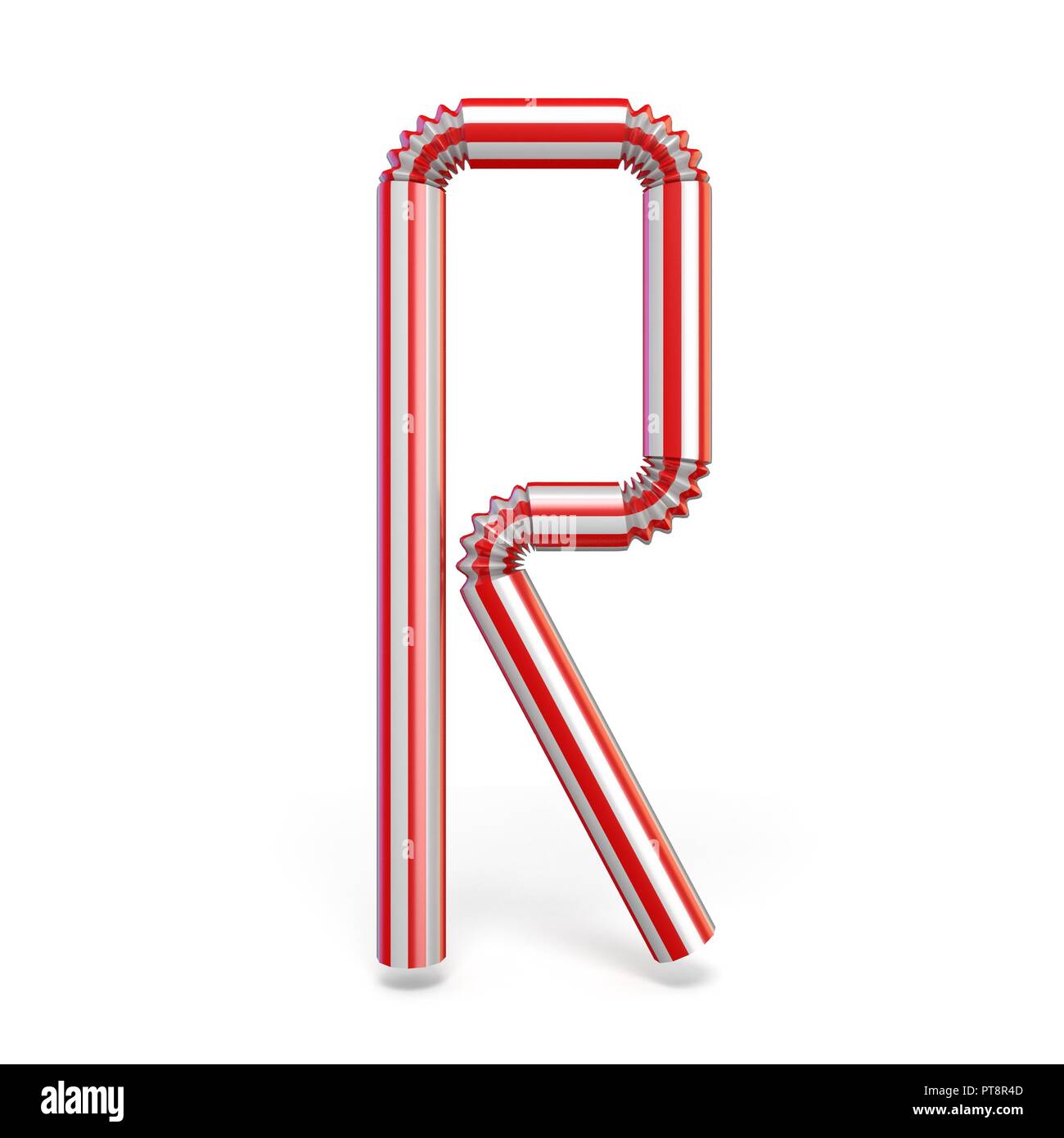 Drinking straw font Letter R 3D render illustration isolated on white ...