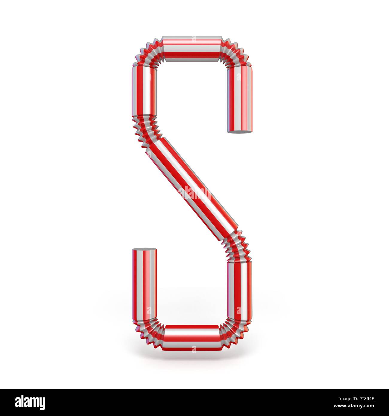 Drinking straw font Letter S 3D render illustration isolated on white ...