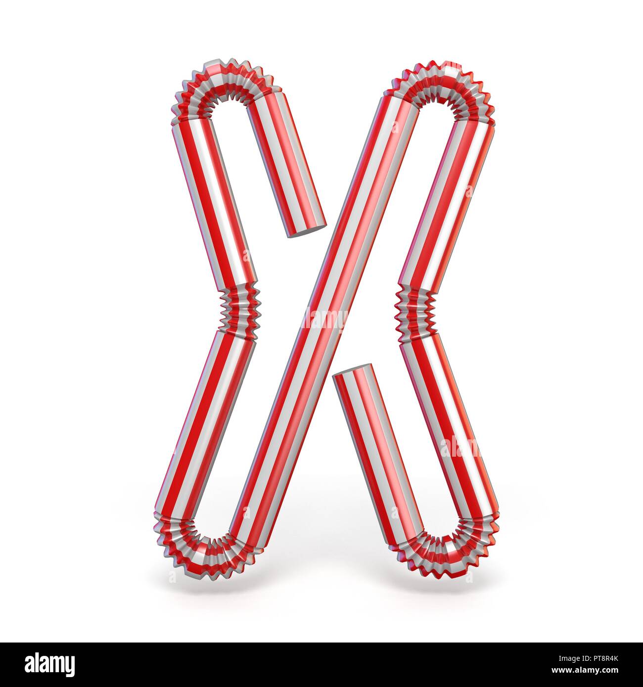 Drinking straw font Letter X 3D render illustration isolated on white ...