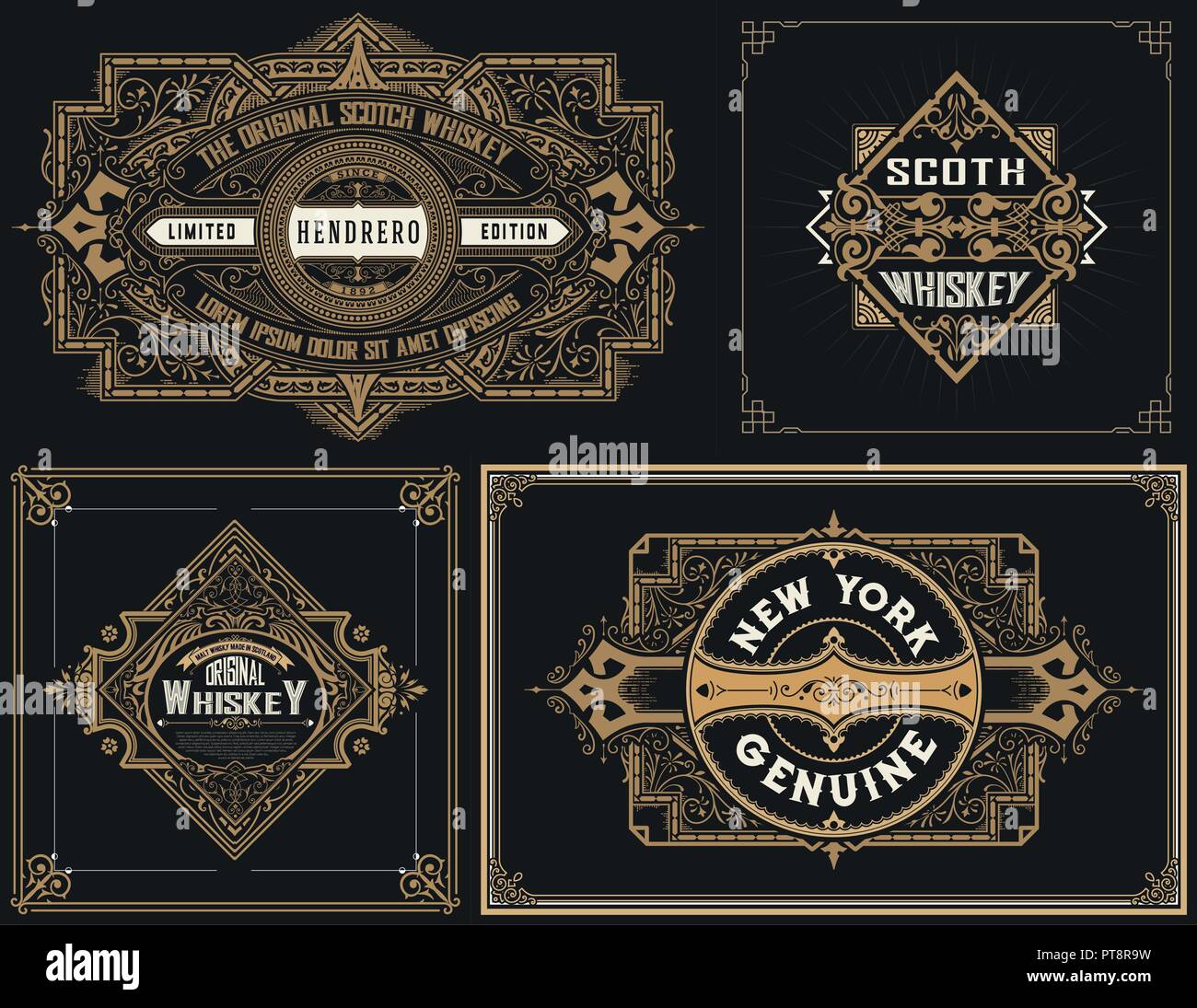 Old cards set with floral details Stock Vector Image & Art - Alamy