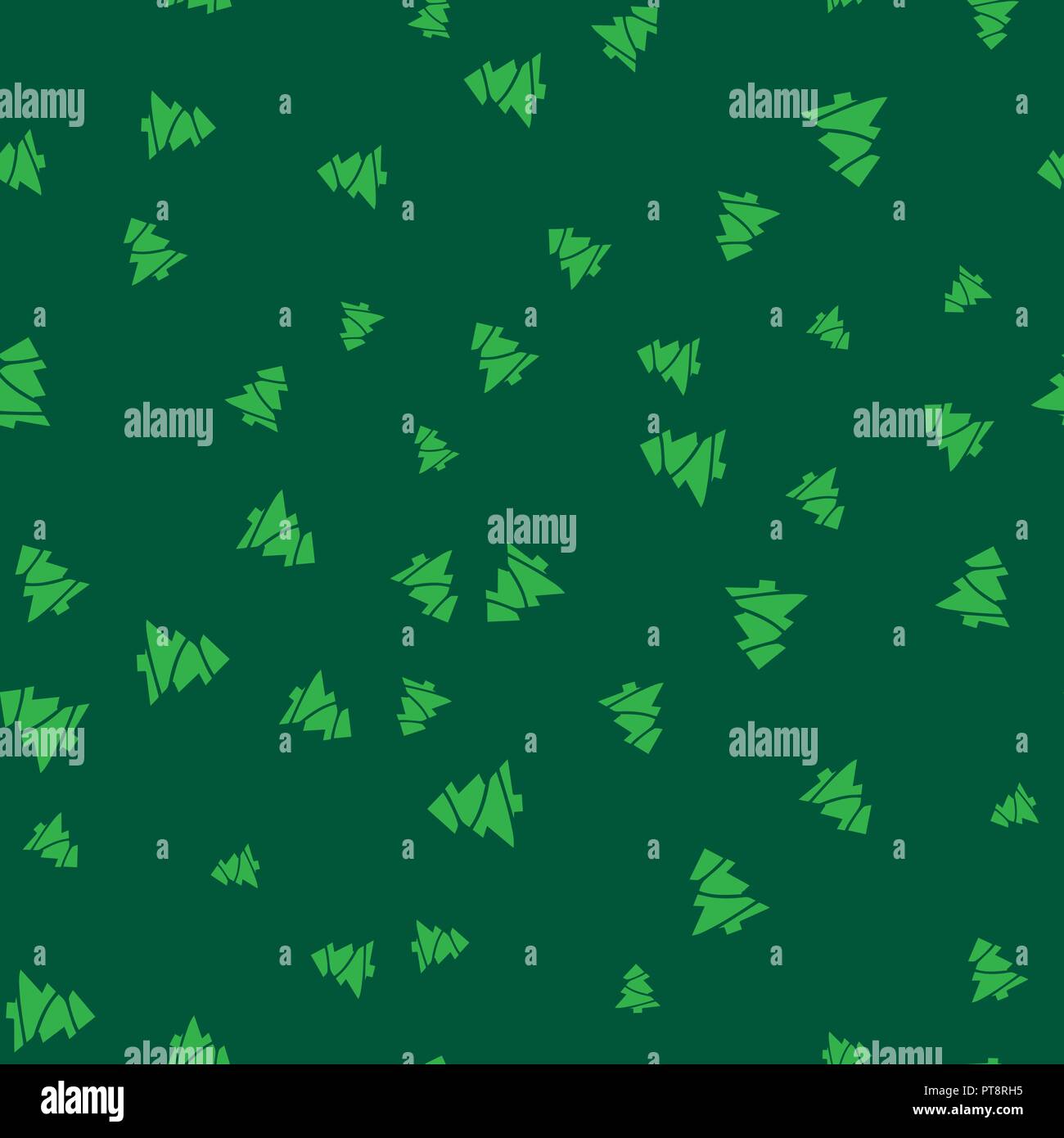 Green Christmas tree seamless pattern. Dark green background. Vector ...
