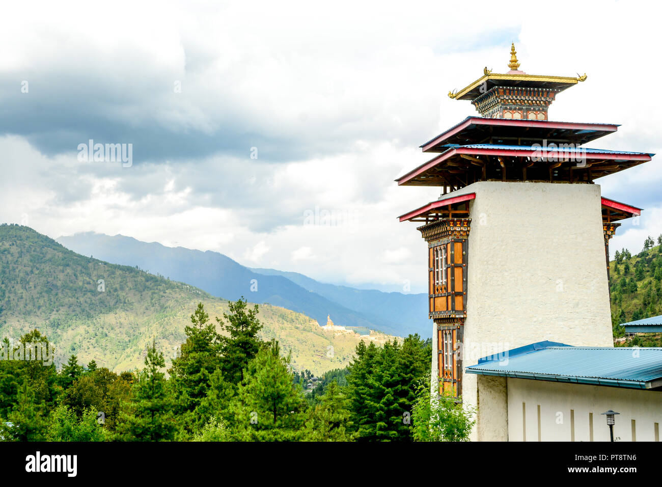 Temple tower of Buddhist Monastery, Bhutan Stock Photo - Alamy