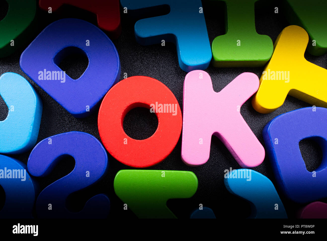 the word OK written with colorful letter blocks Stock Photo - Alamy