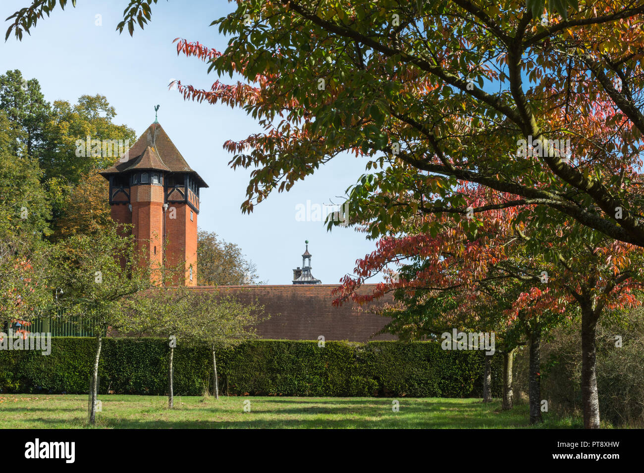 The water tower at Tylney Hall and gardens, a grand Victorian mansion ...