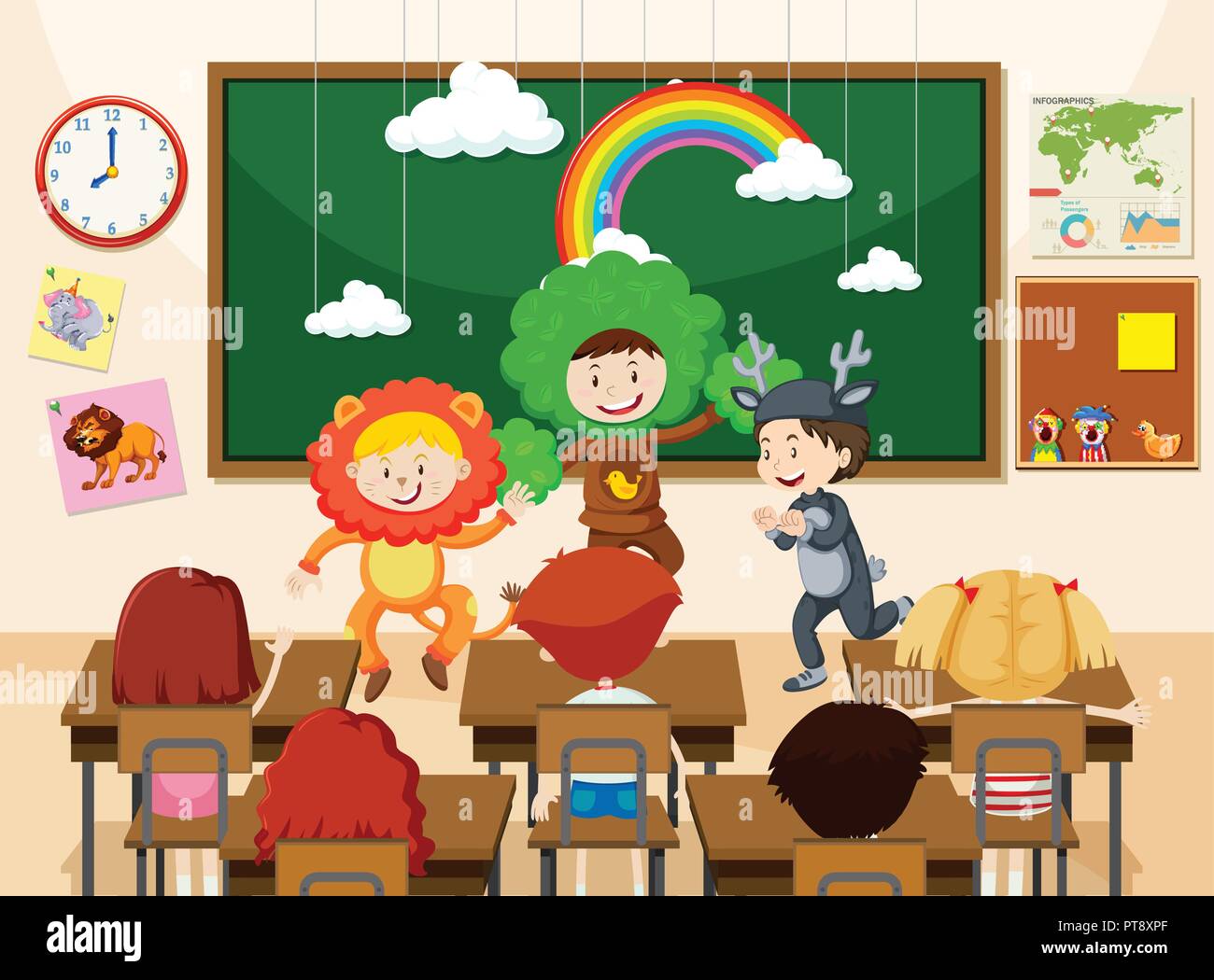 Children performing infront of class illustration Stock Vector Image ...