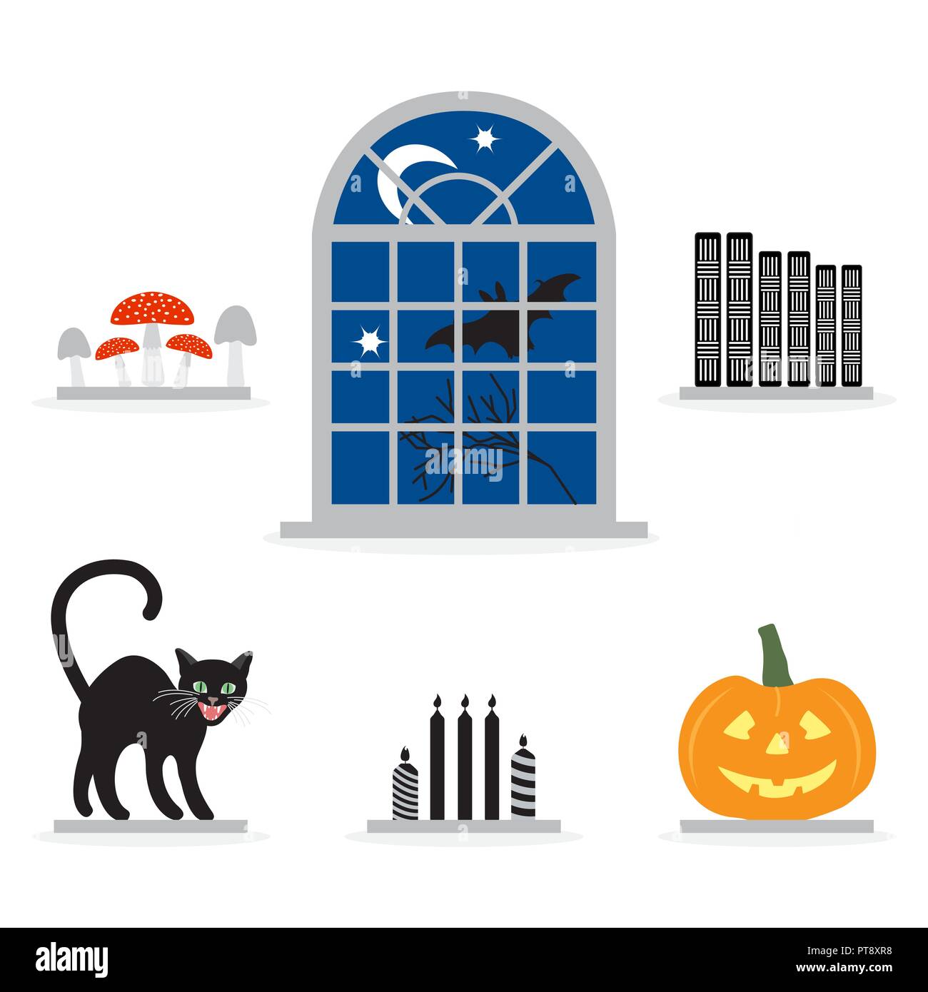 Halloween 2019 icon set. Vector illustration with traditional holiday ...