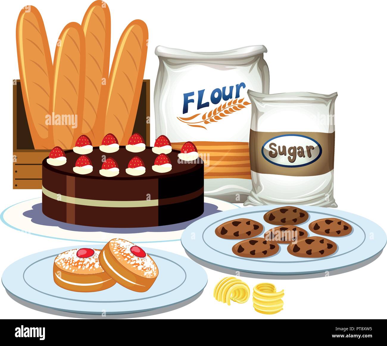 Set of bakery element collection illustration Stock Vector Image & Art ...