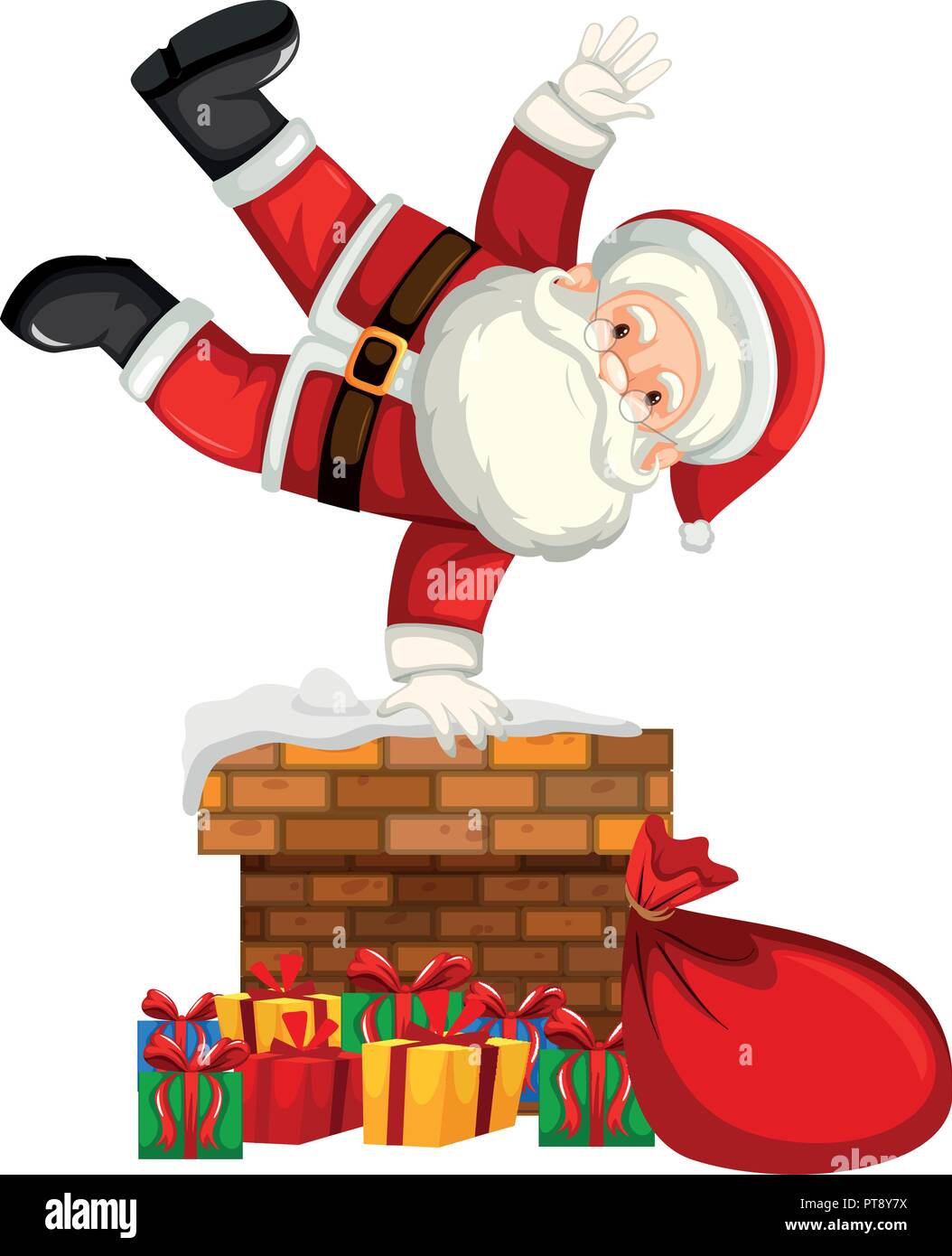 Santa on chimney scene illustration Stock Vector Image & Art - Alamy