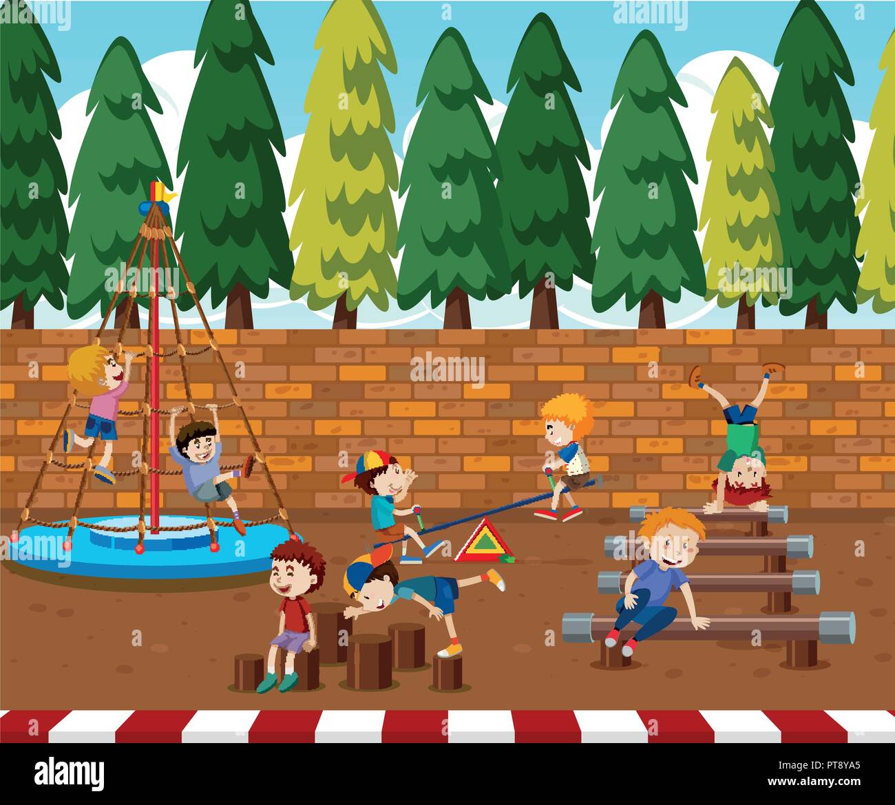 Children playing on playground illustration Stock Vector Image & Art ...