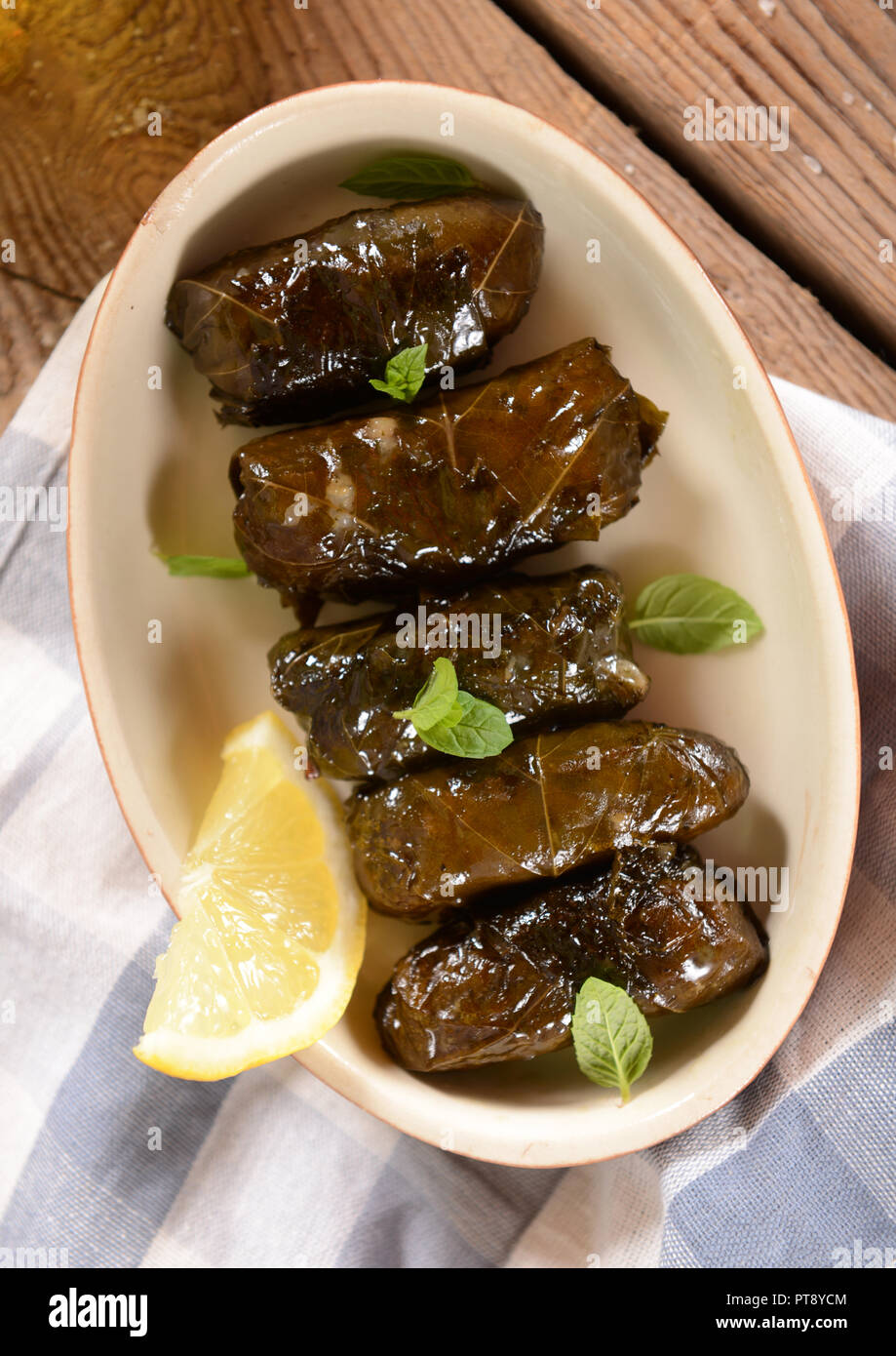 Traditional greek meal - Dolmadakia Stock Photo - Alamy