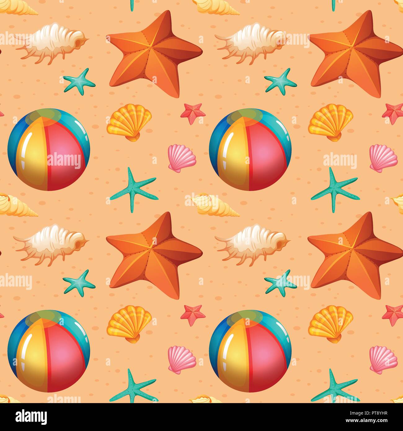 Seamless pattern of beach objects illustration Stock Vector Image & Art ...