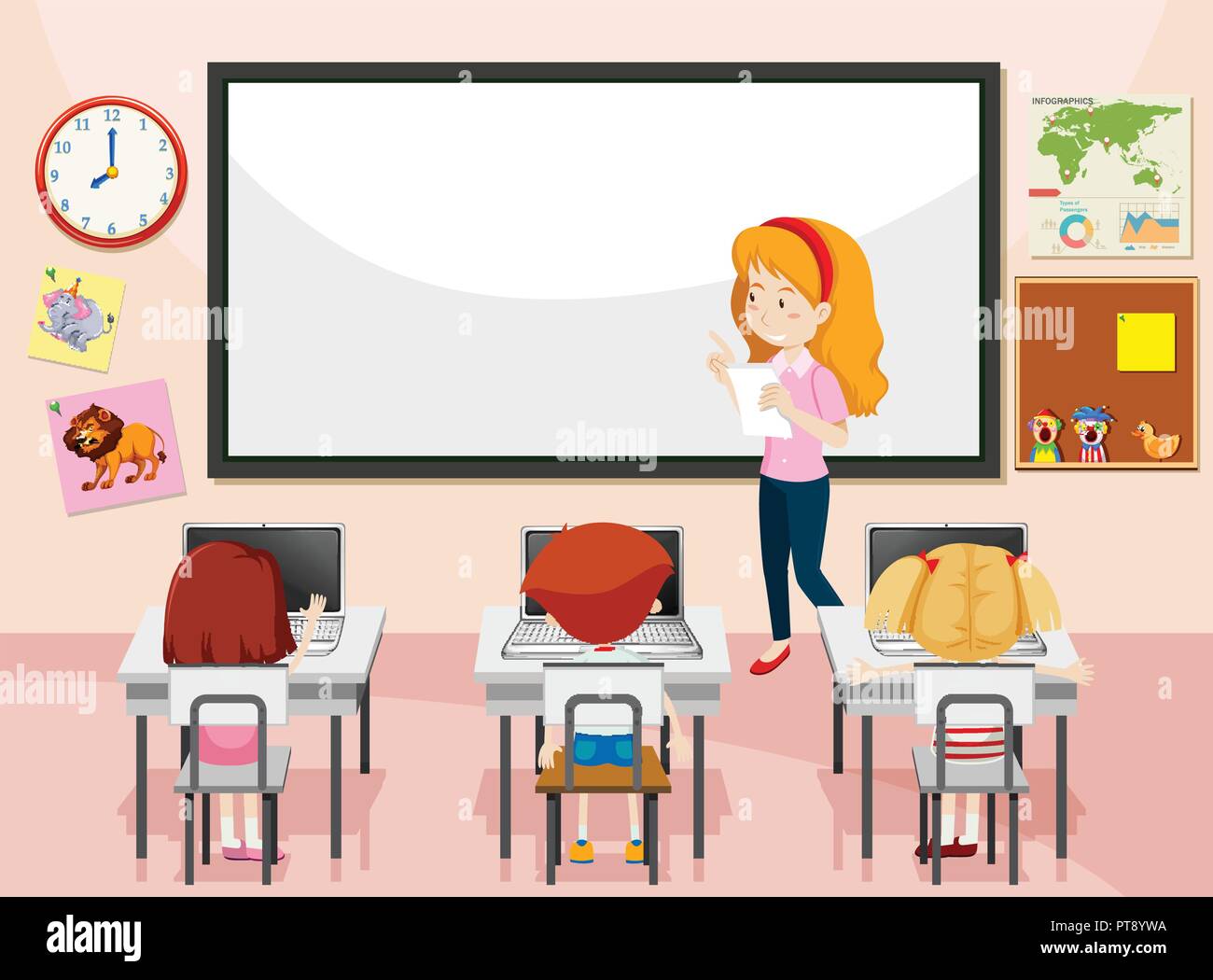 Student in computer class illustration Stock Vector Image & Art - Alamy