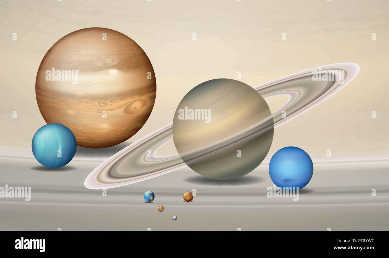 Three dimensional planets concept scene illustration Stock Vector Image ...