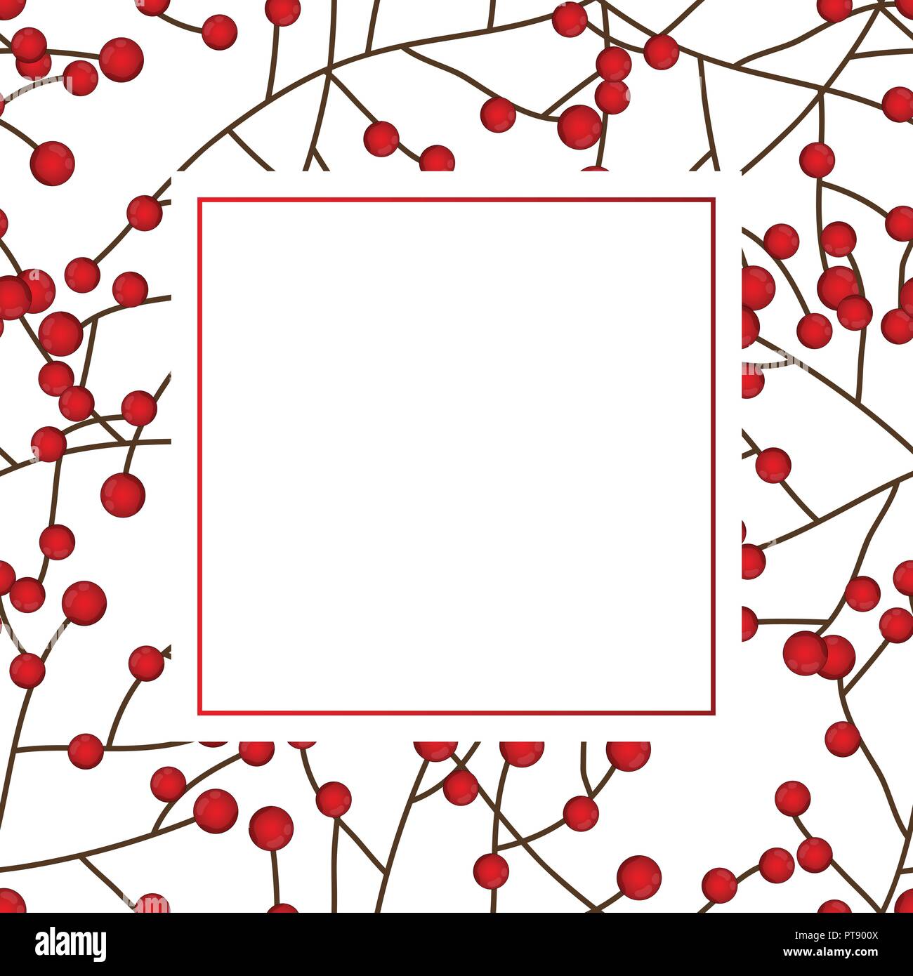 Red Berry Christmas on White Banner Card. Vector Illustration Stock ...