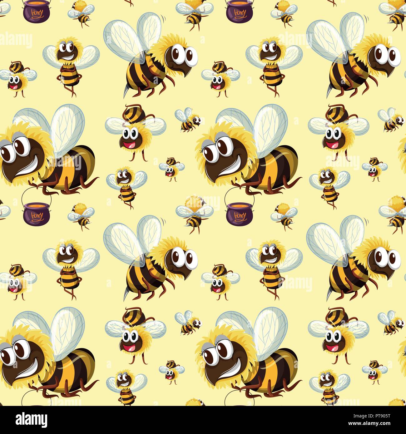 Seamless bumble bee pattern illustration Stock Vector Image & Art - Alamy