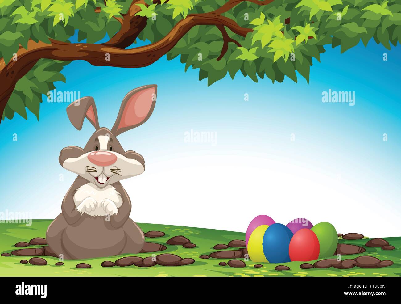 Rabbit and easter egg in nature illustration Stock Vector Image & Art ...