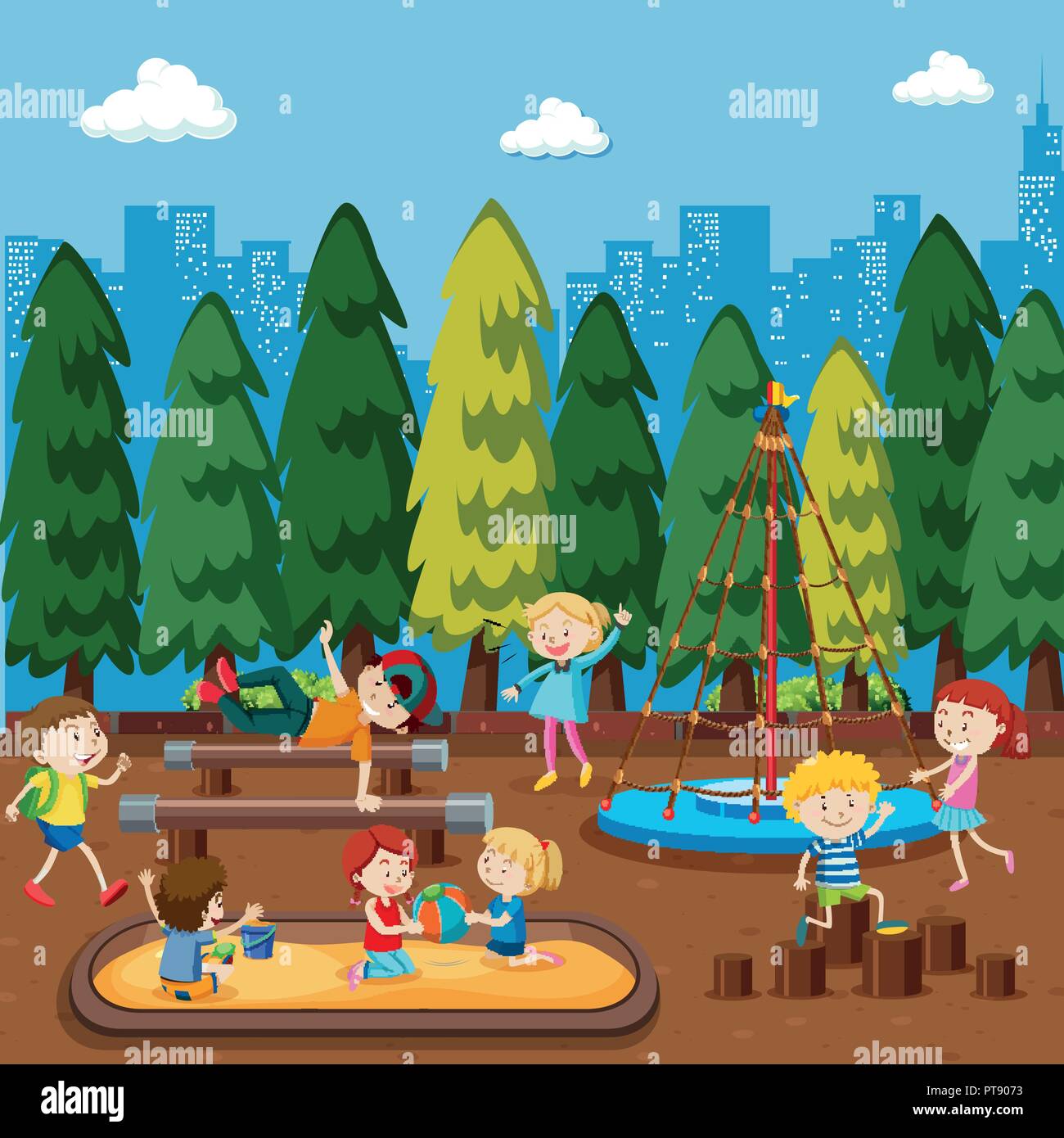 Children playing on playground Stock Vector Images - Alamy