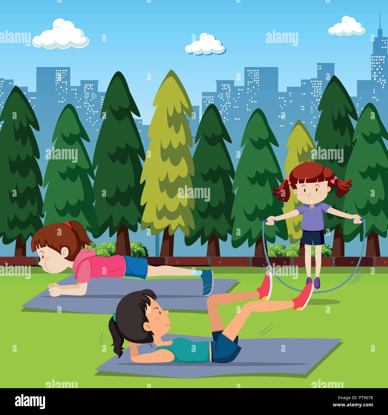 People exercise in the park illustration Stock Vector Image & Art - Alamy