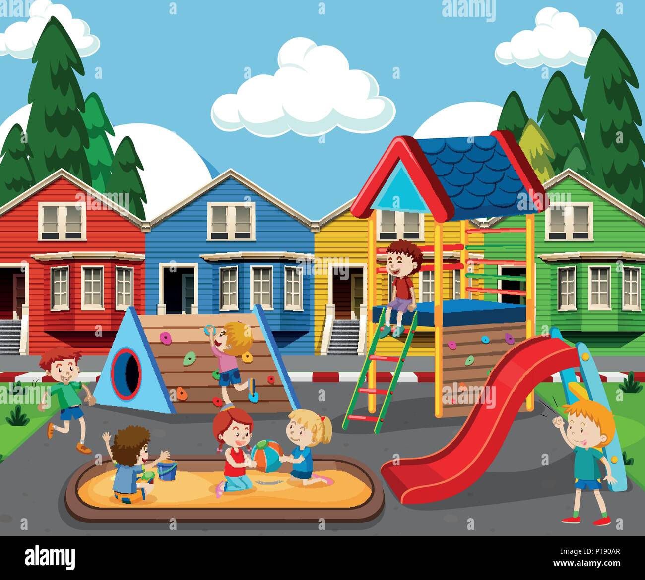 Children In School Playground Clipart