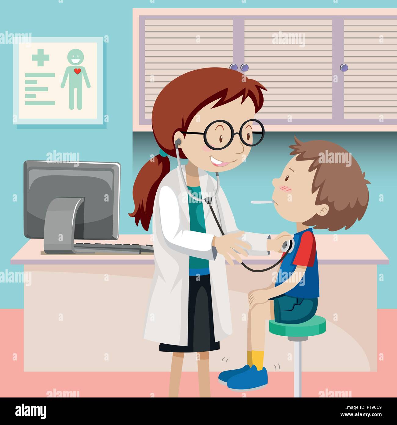 A boy checkup at hospital illustration Stock Vector Image & Art - Alamy