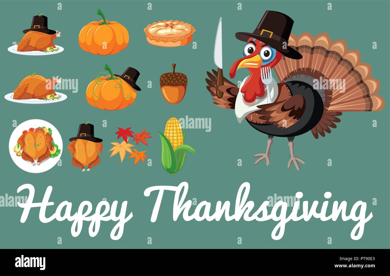 Set of thanksgiving food illustration Stock Vector Image & Art - Alamy