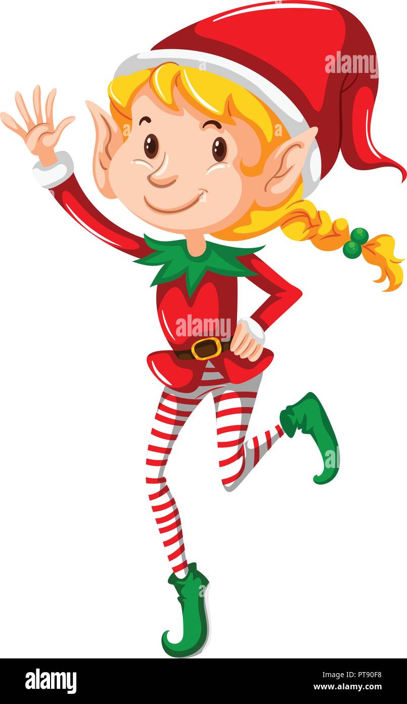 A christmas girl elf on white background illustration Stock Vector ...